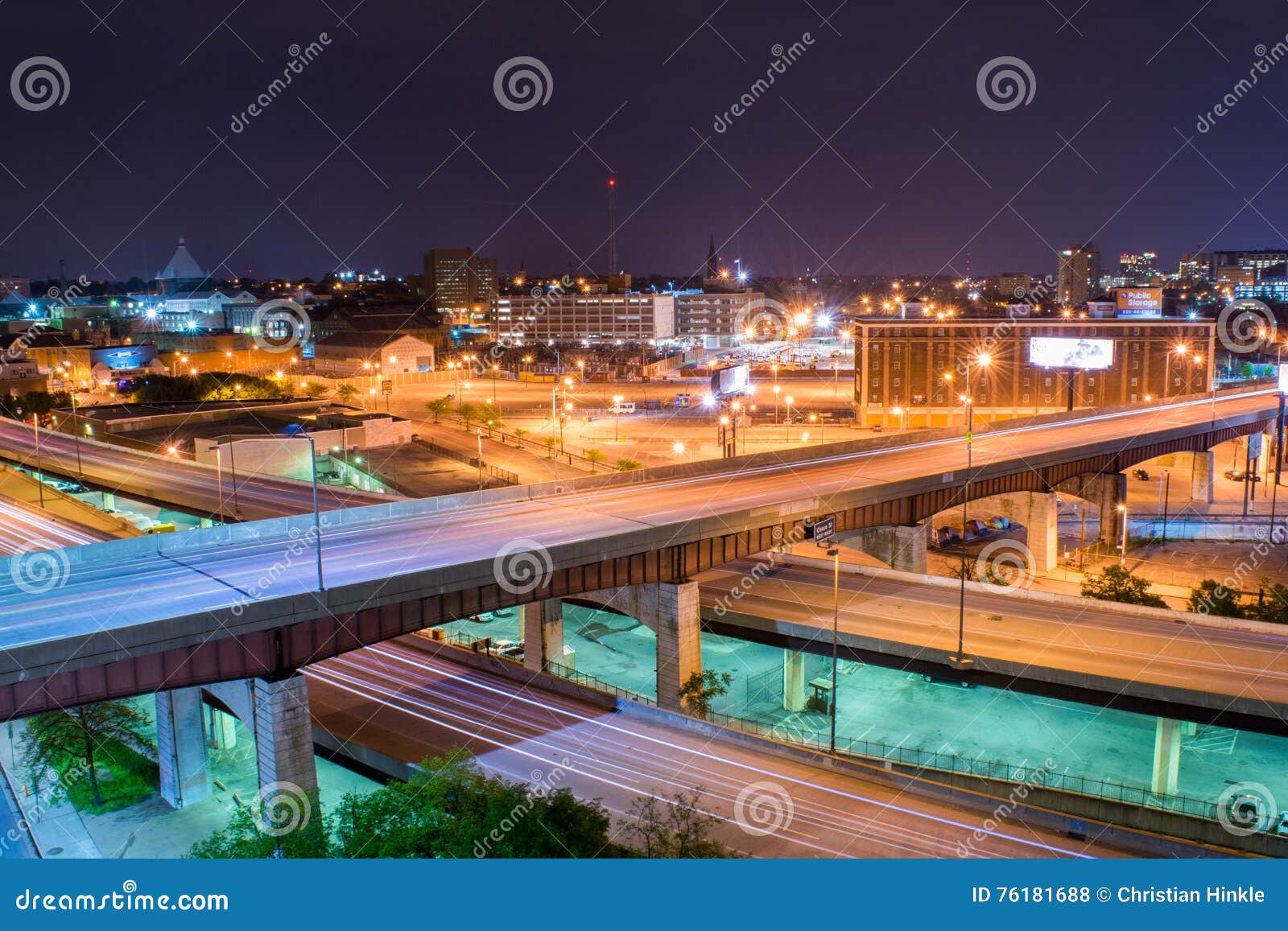 Long Exposure of Highways at Night Time in Baltimore, Maryland ...