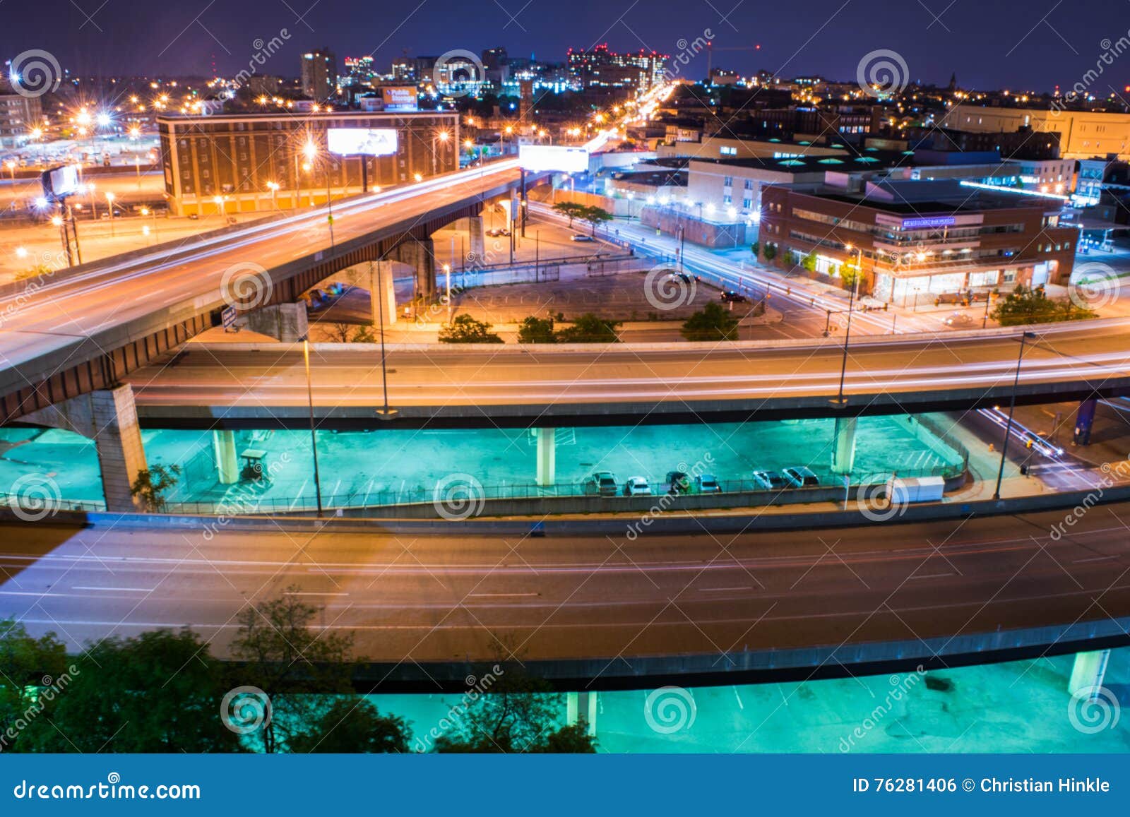 Long Exposure of Highways at Night Time in Baltimore, Maryland ...