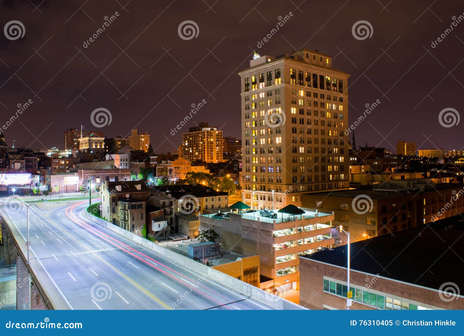 Long Exposure of Highways at Night Time in Baltimore, Maryland Stock ...
