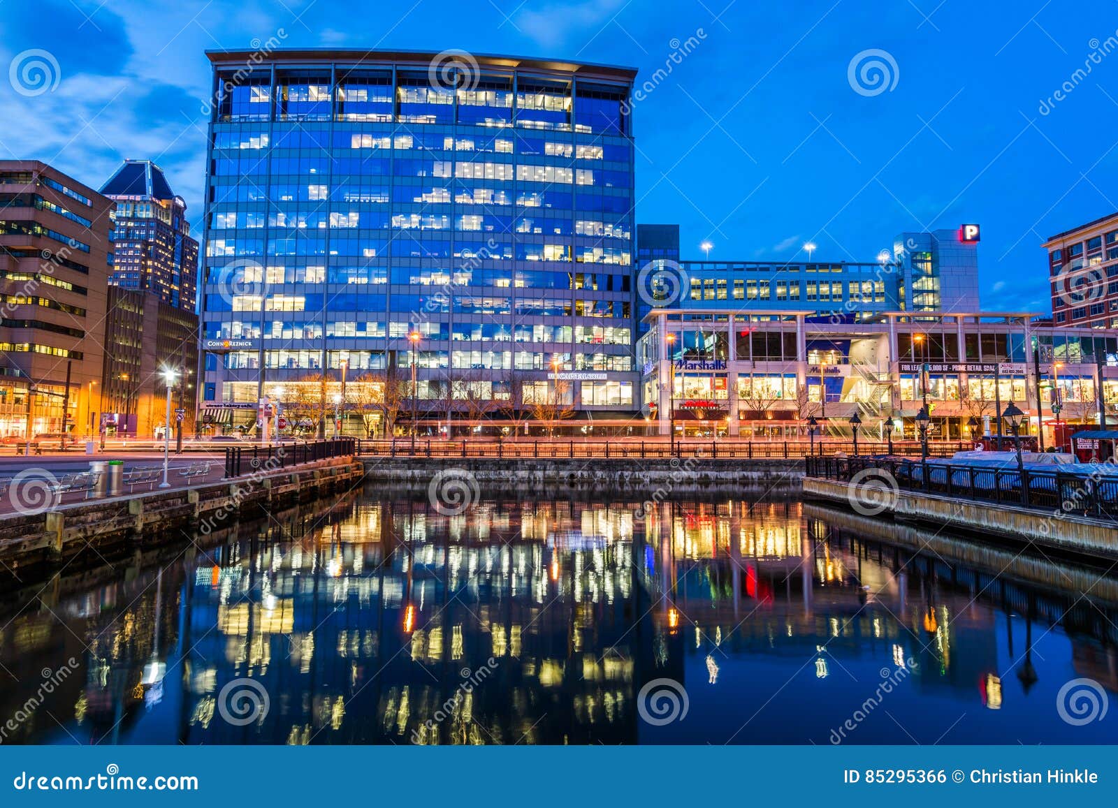 Long Exposure of the Inner Harbor at Night in Baltimore, Maryland ...