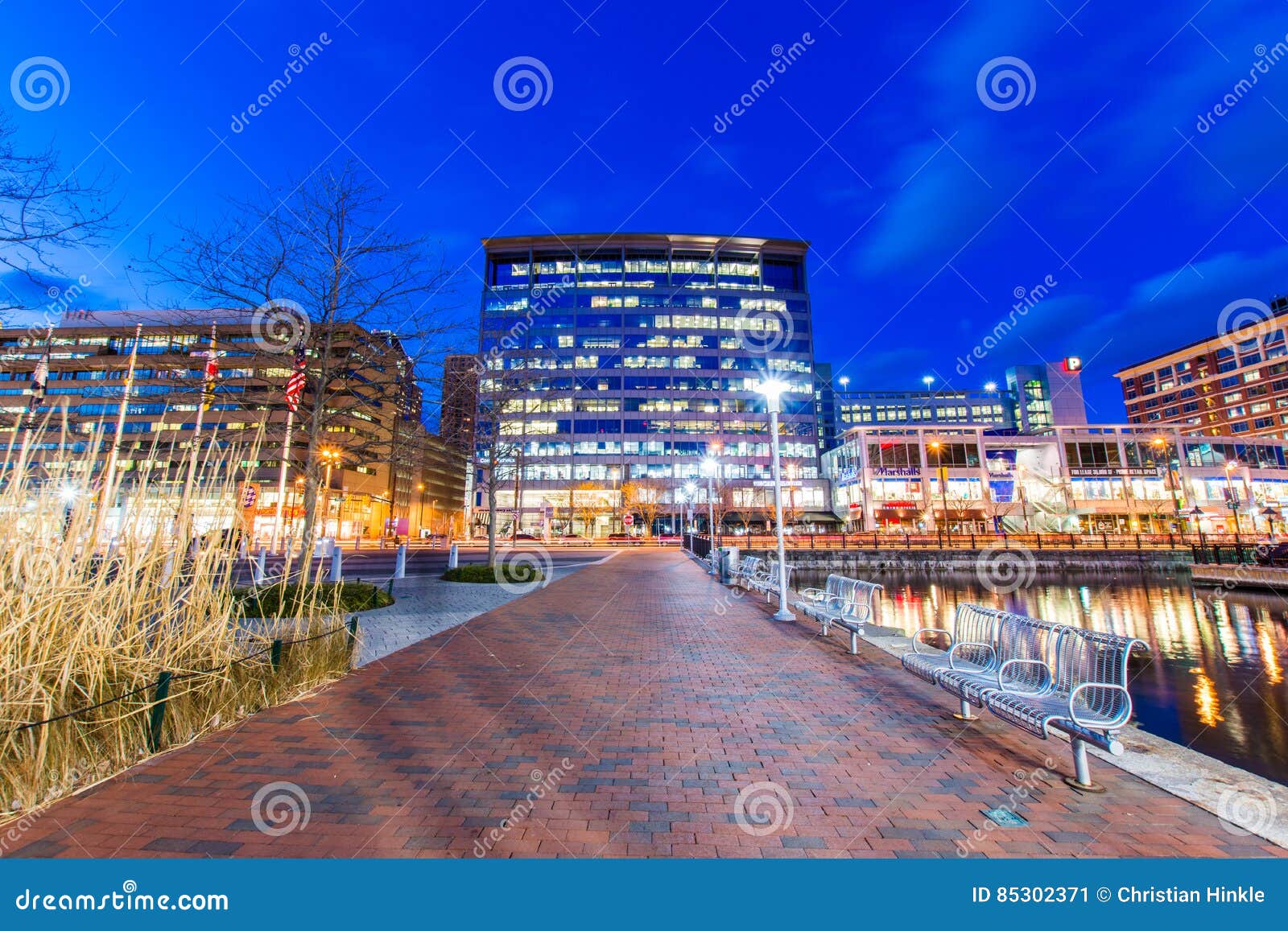Long Exposure of the Inner Harbor at Night in Baltimore, Maryland ...