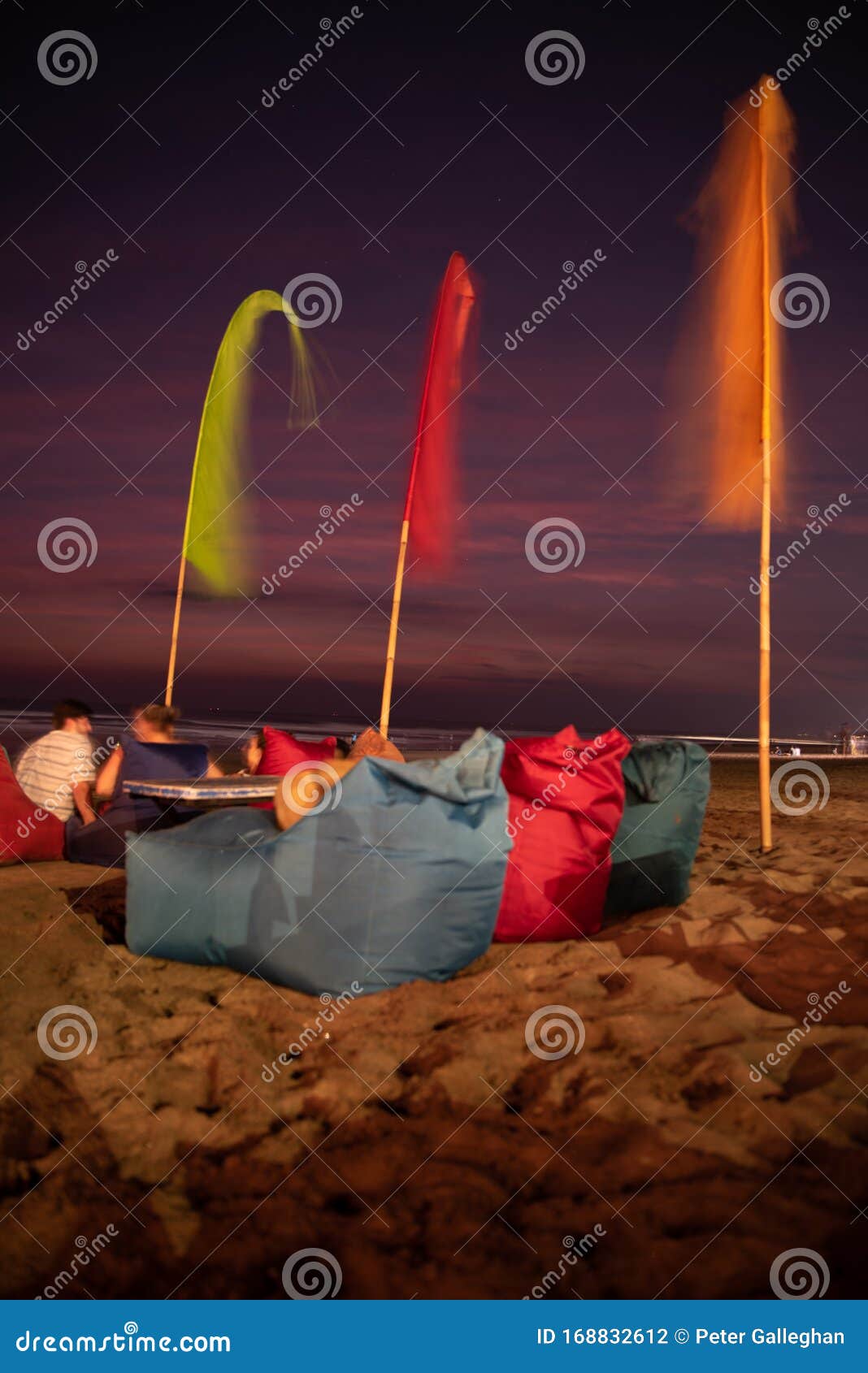 Long Exposure of the Kuta Beach Bar Flags Editorial Photography - Image ...