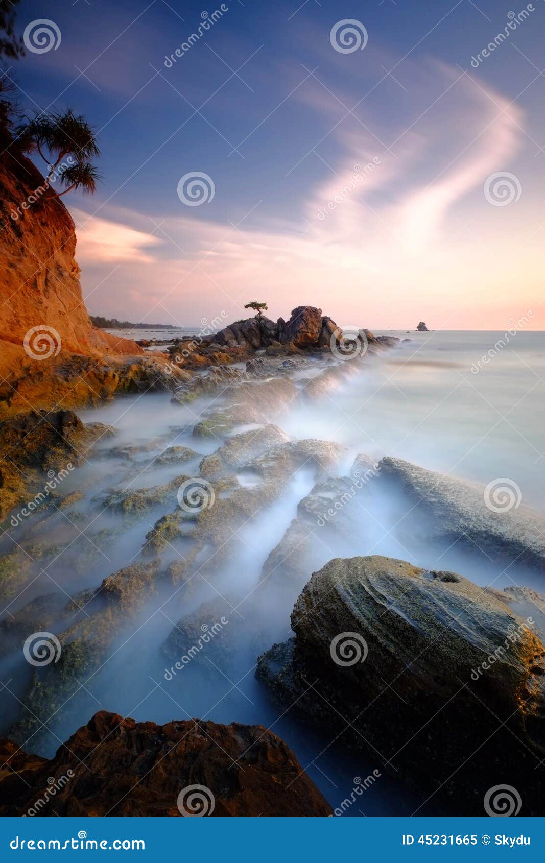 Isolated Tree Long Exposure Labuan Island Stock Image - Image of calm ...