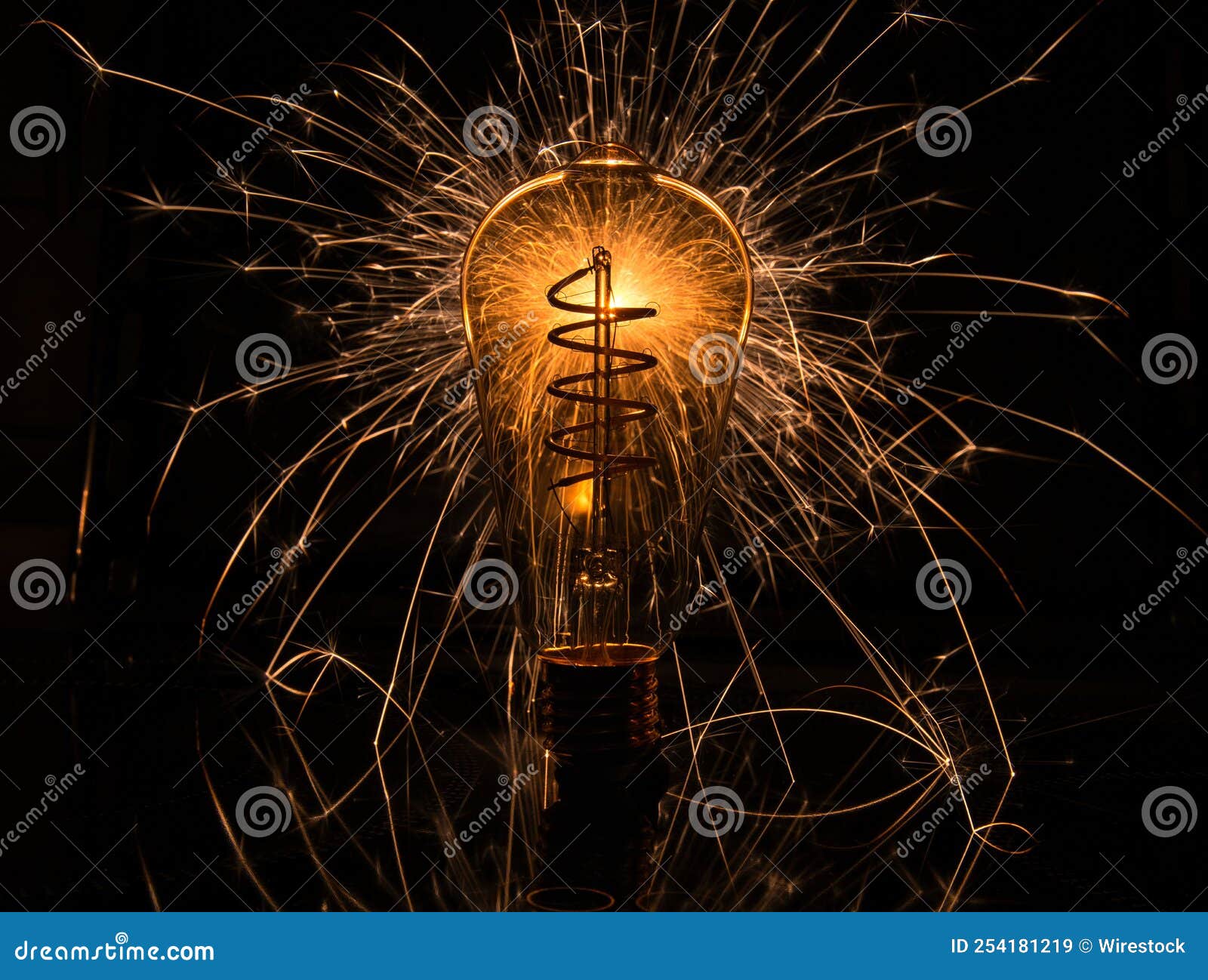 Long Exposure Light Painting Behind a Light Bulb Stock Illustration ...