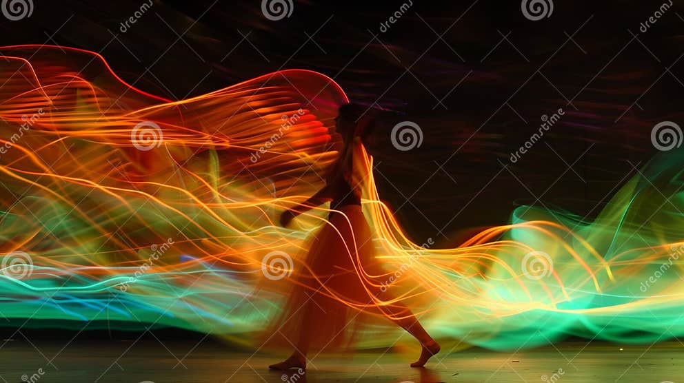 Long Exposure Light Trails of a Dancing Figure Stock Image - Image of ...