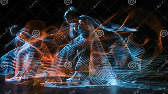 Long Exposure Light Trails of a Dancing Figure Stock Image - Image of ...