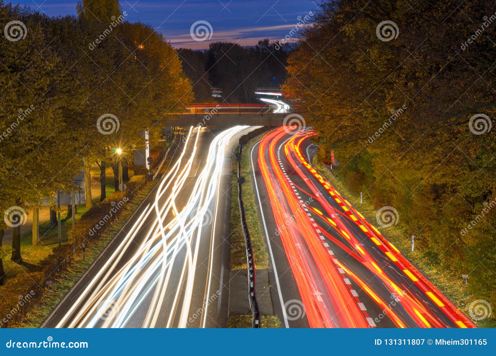 Long Exposure Light Trails of Traffic on a Freeway Stock Image - Image ...