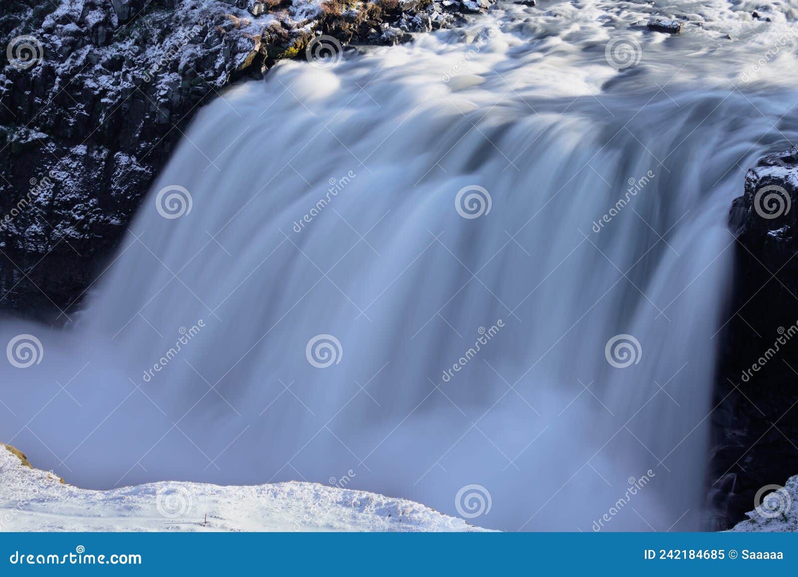 Long Exposure of Massive Waterfall on Winter Stock Image - Image of ...
