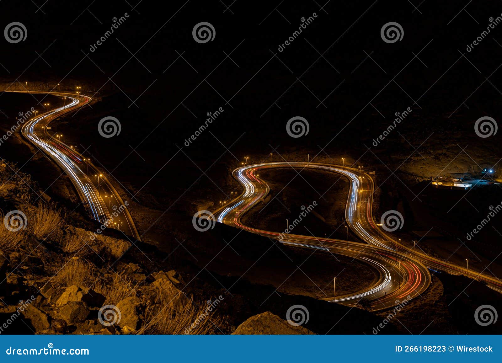 Long Exposure of Neon Car Lights on the Highway at Night Stock Image ...