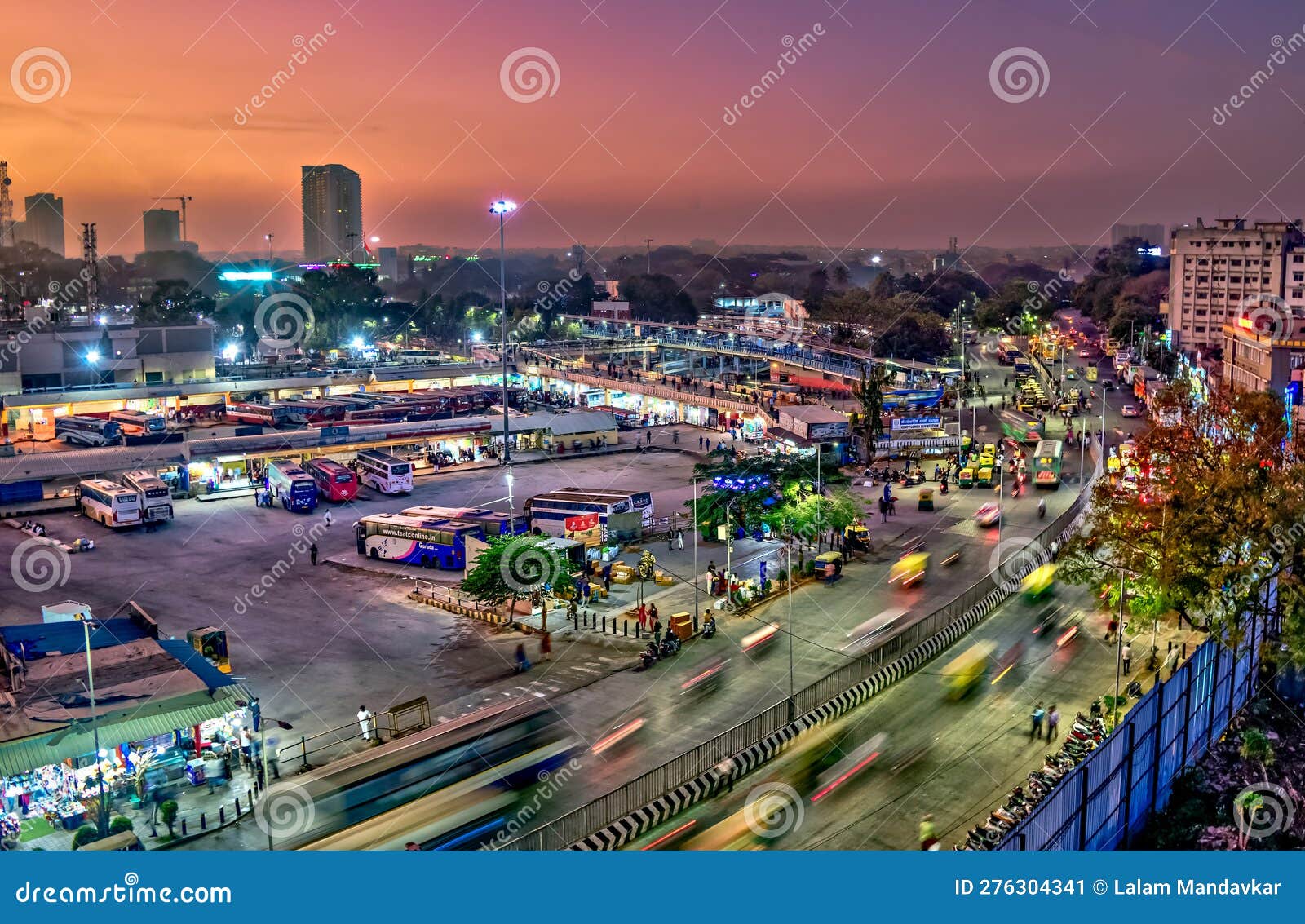 Long Exposure Night Image of Bangalore(Bengaluru) Central Bus Stand at ...