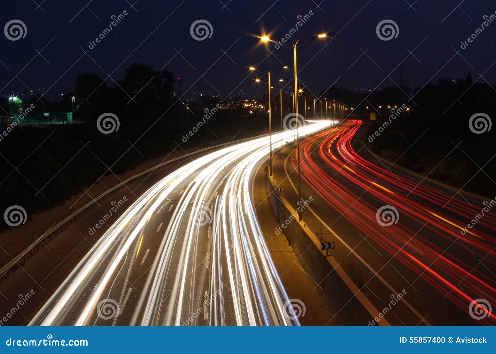 Long Exposure Night Shot of Highway Stock Photo - Image of twilight ...