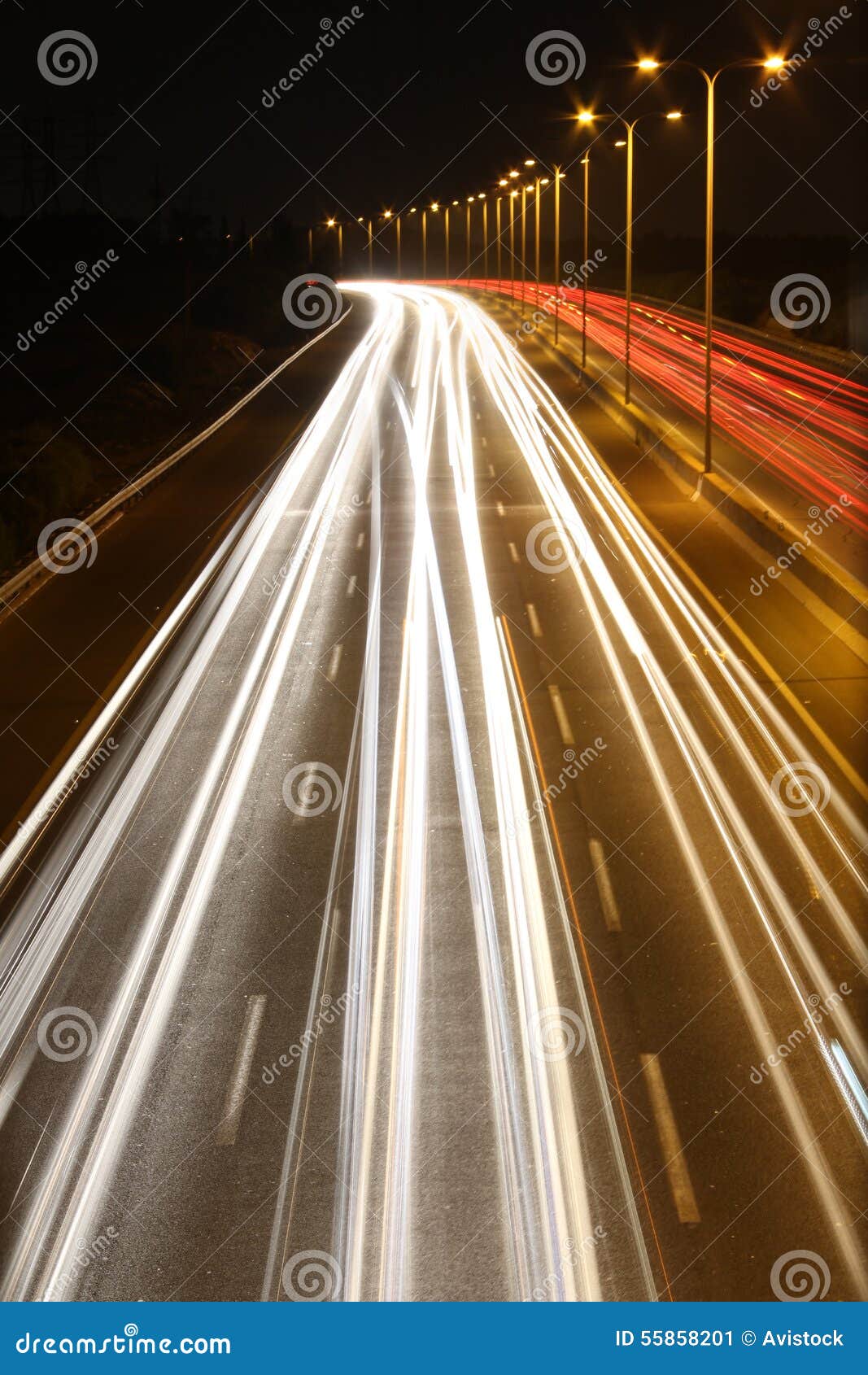 Long Exposure Night Shot of Highway Stock Image - Image of motion ...