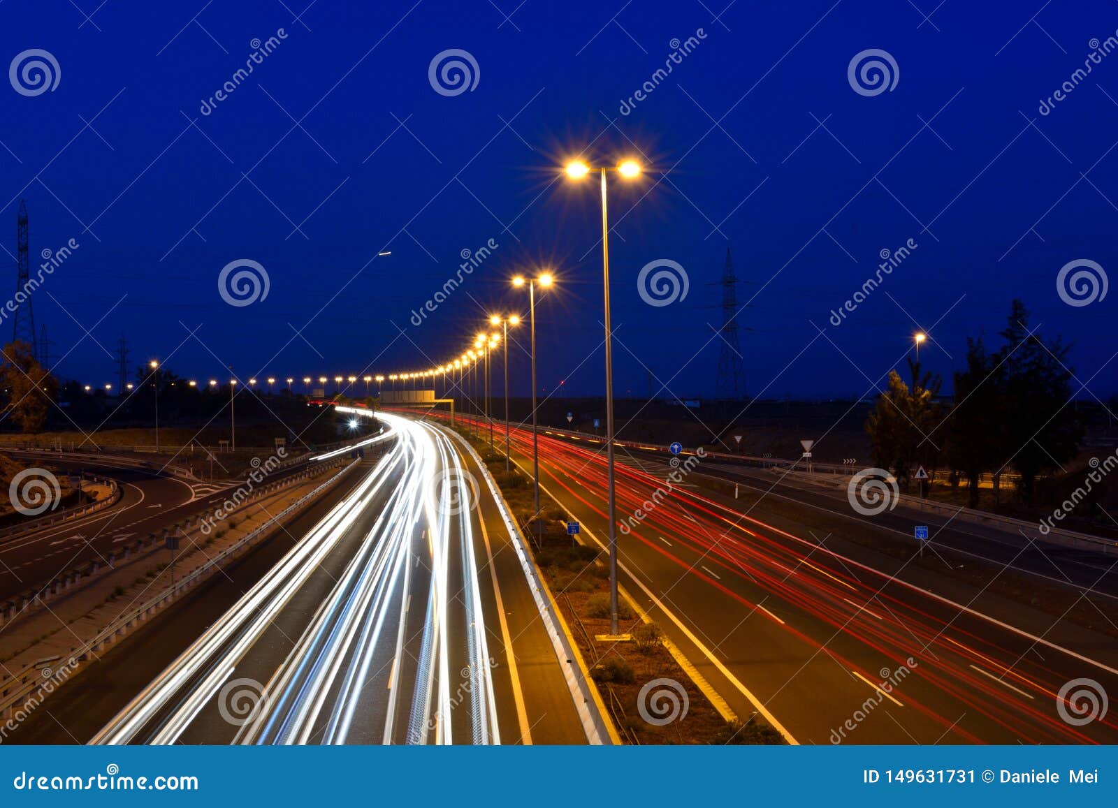 Long Exposure Night Traffic Stock Image - Image of exposure, highway ...