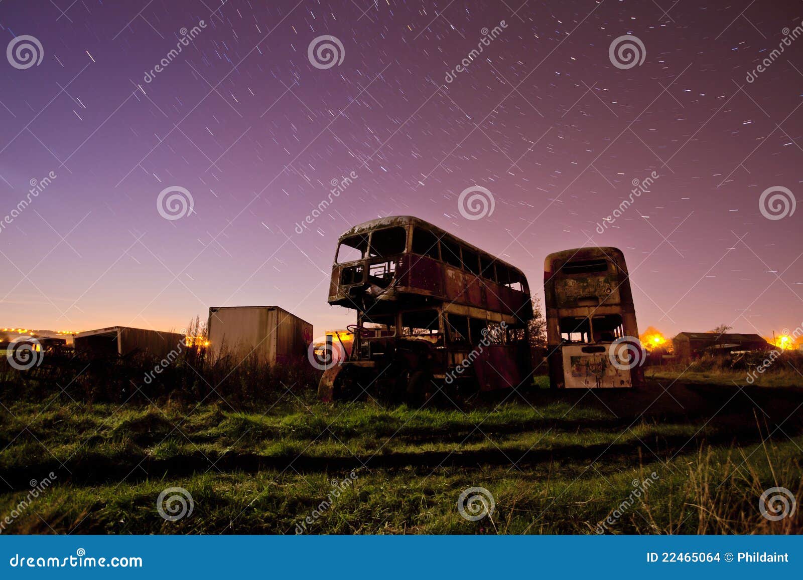 Long Exposure of Old Rusty Buses Stock Photo - Image of diesel, light ...