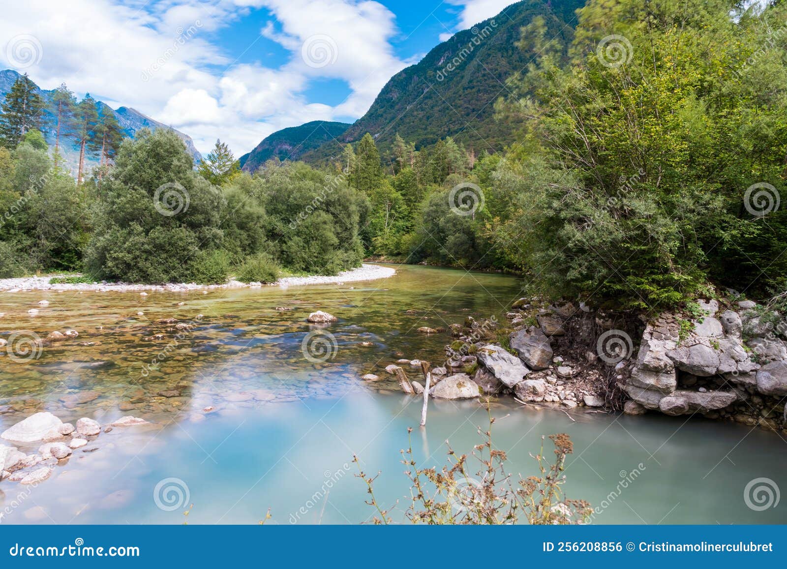 Long Exposure Picture of Emerald Soca (also Known As Isonzo) River ...