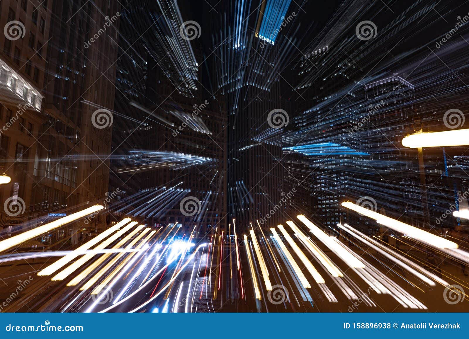 Long Exposure Picture with Light Rays Effect in Chicago Downtown 9/13 ...