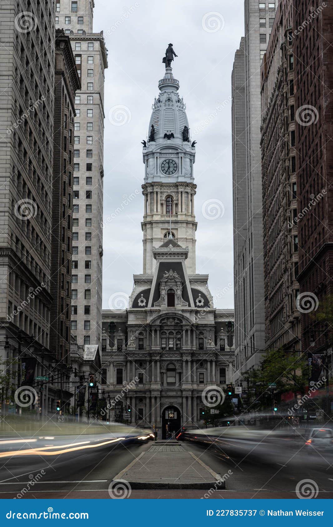 Long Exposure Portrait of Town Square in Philadelphia Editorial ...