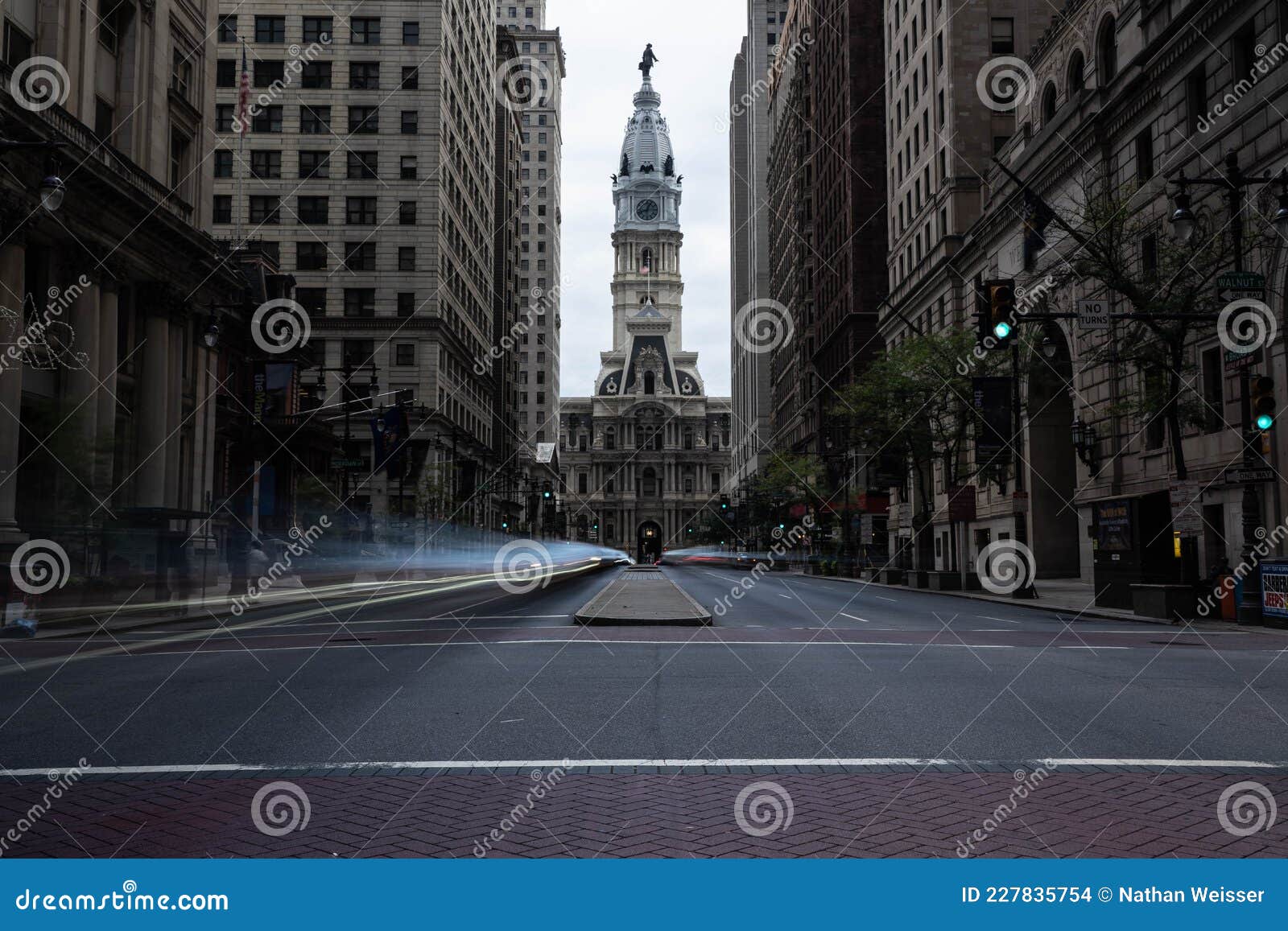 Long Exposure Portrait of Town Square in Philadelphia Editorial Stock ...