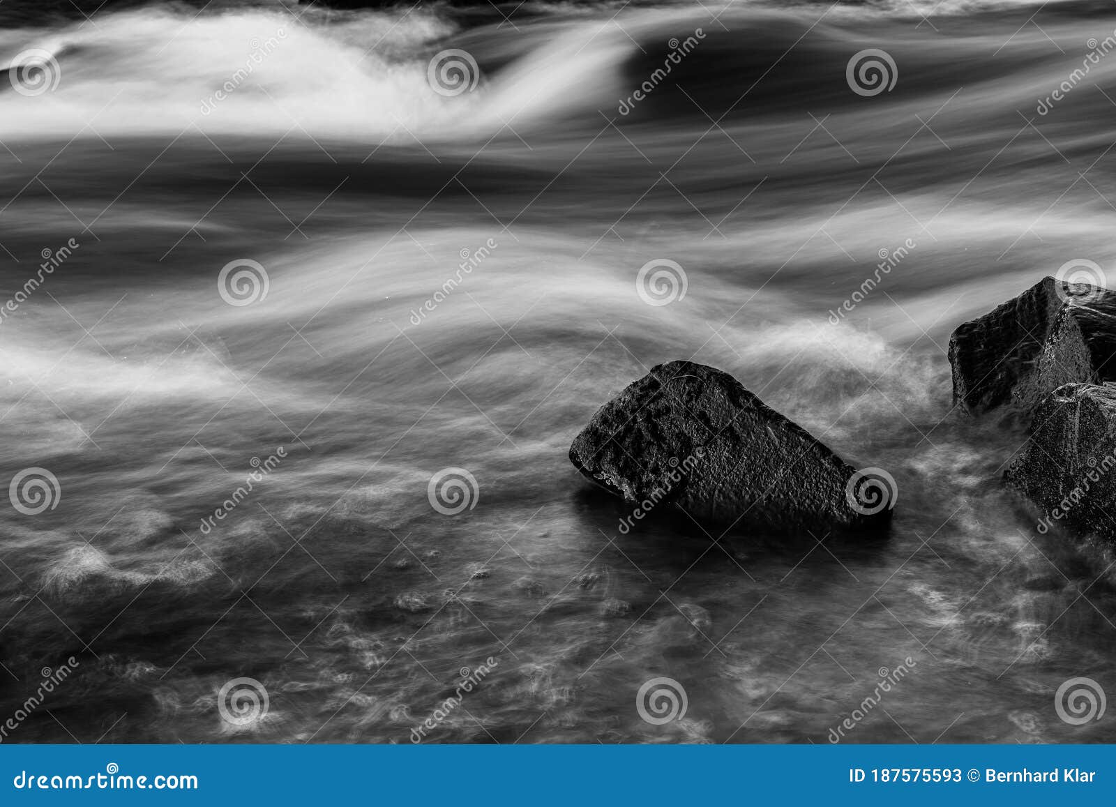 Long Exposure of a River, Black and White Stock Image - Image of smooth ...
