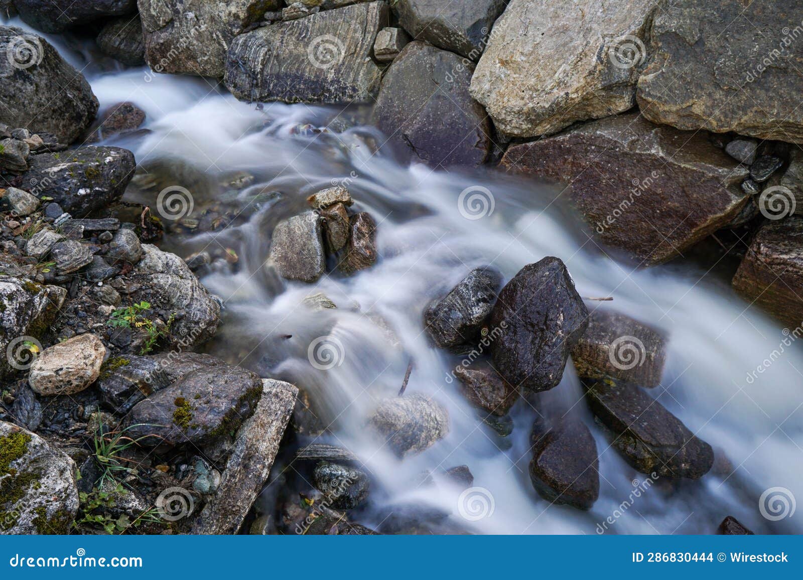 Long Exposure of a River Flowing through Rocks Stock Photo - Image of ...