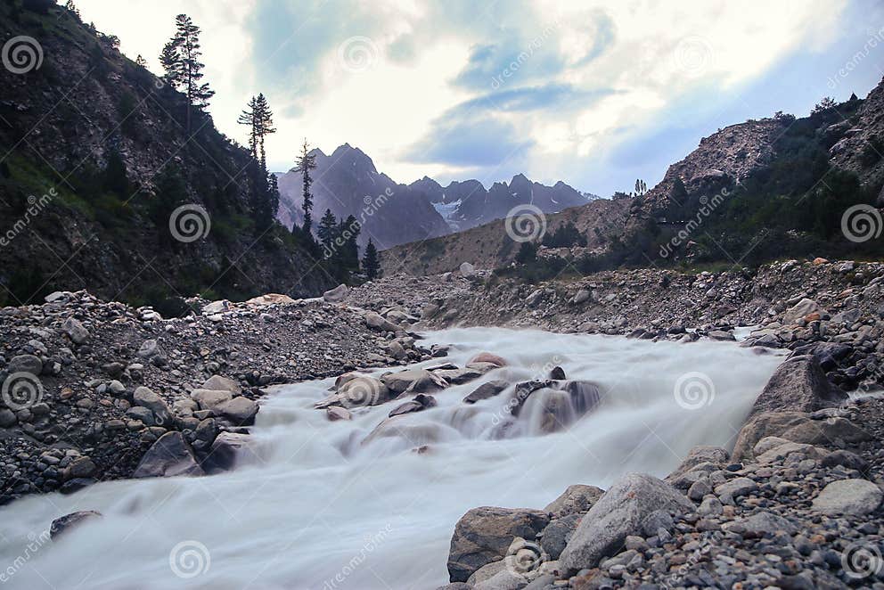 Long Exposure of a River in the Middle of the Valley Stock Image ...