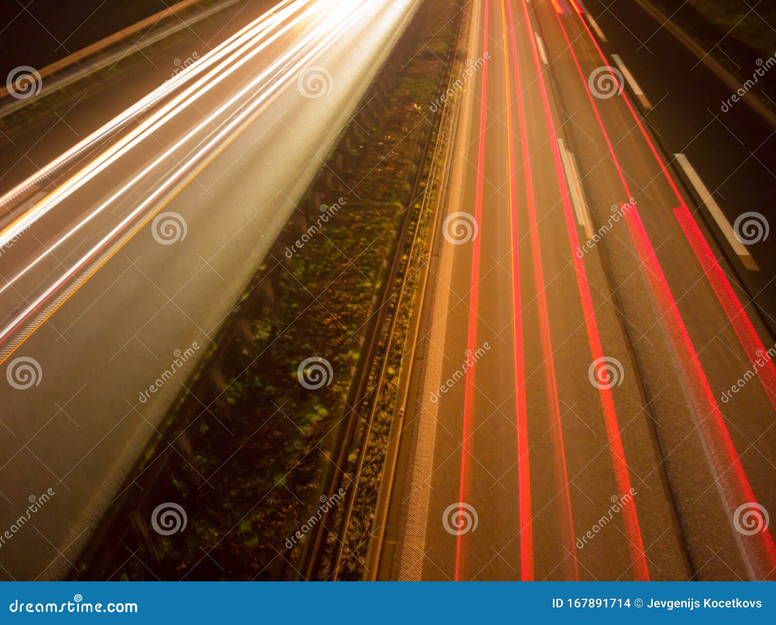 Long Exposure Road Traffic Night Lights Spotlight Stock Photo - Image ...