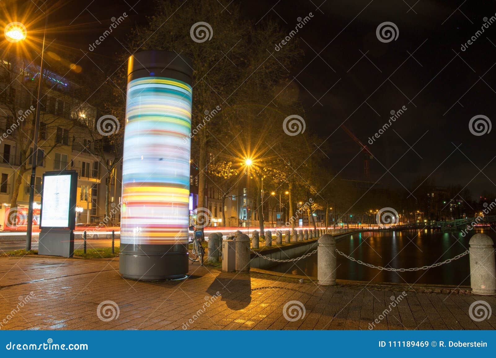 Rotating Advertising Column Stock Image - Image of rotating ...