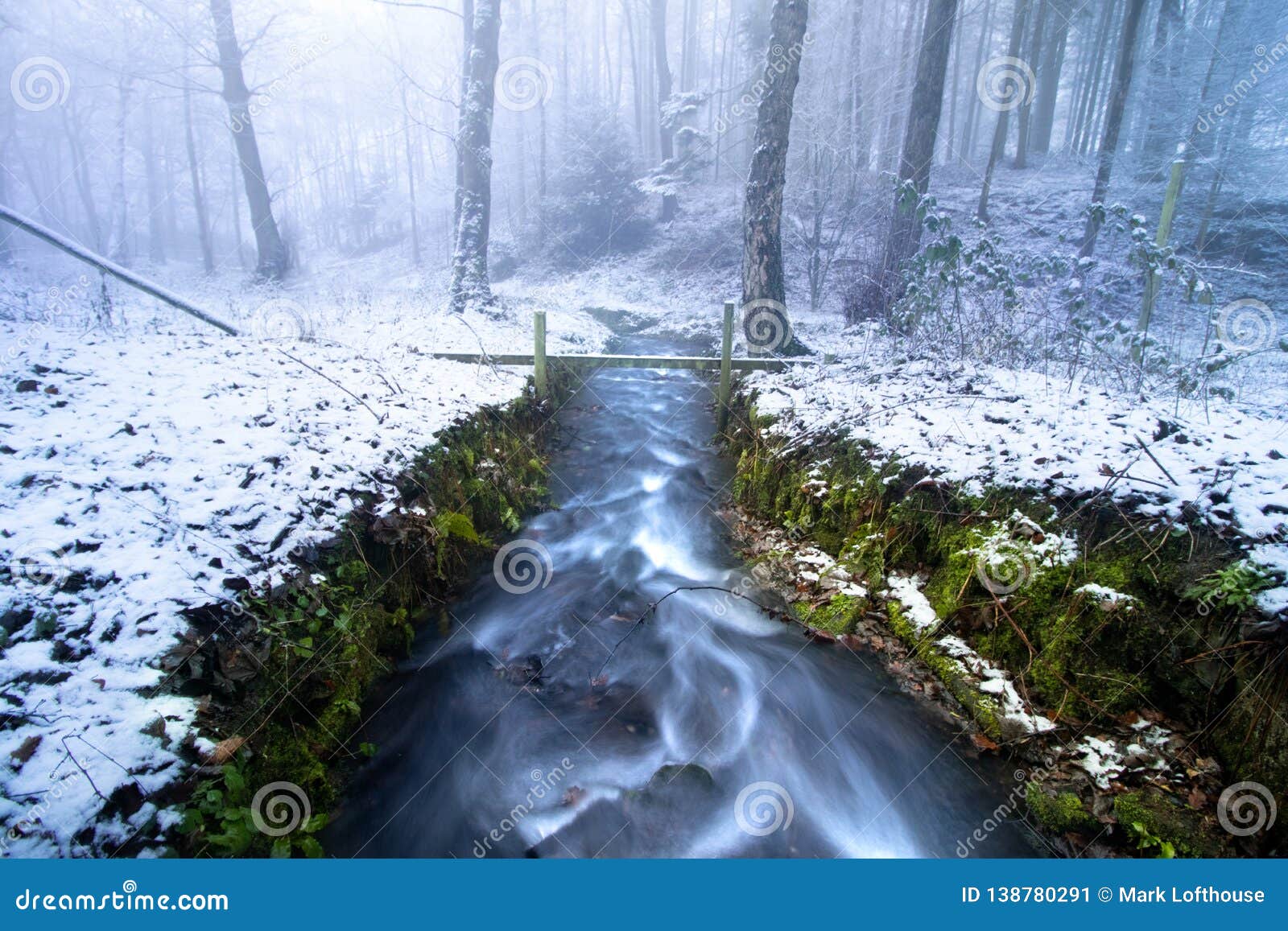 Long Exposure Rushing Stream in Winter Stock Image - Image of blue ...