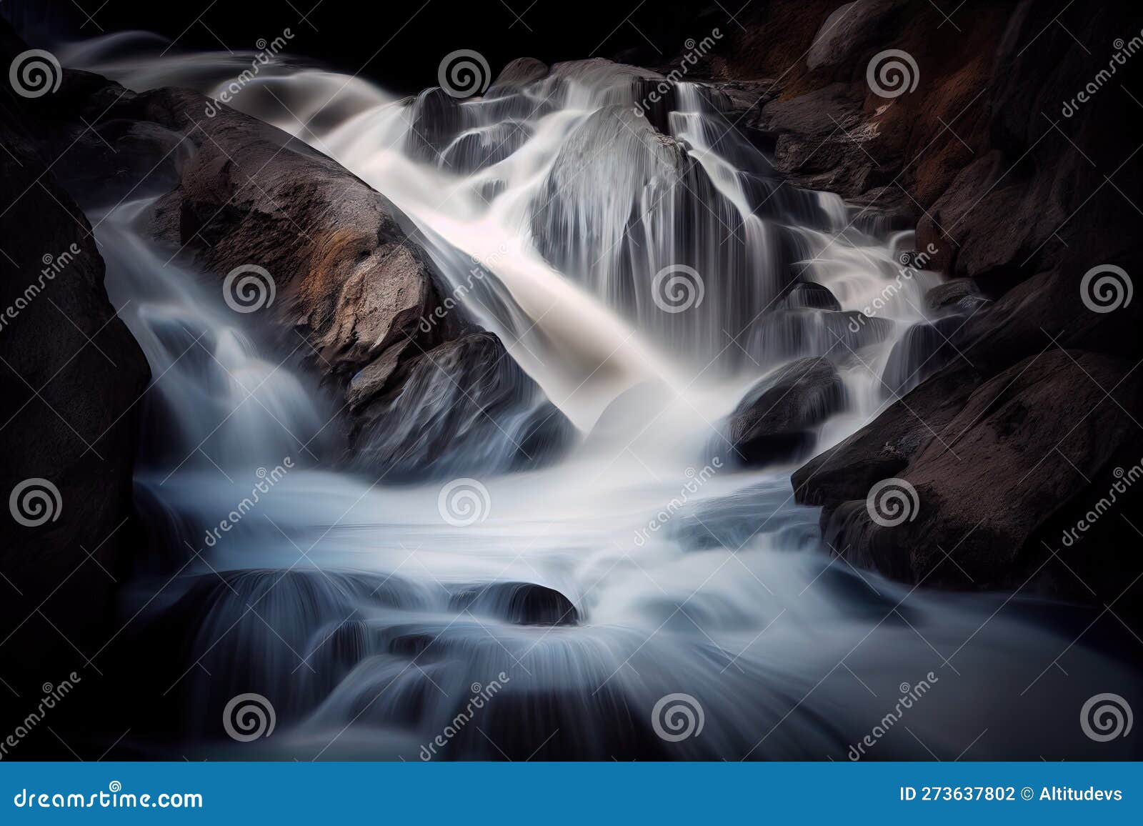 Long Exposure of Rushing Waterfall, the Flow of Water Blurred and ...
