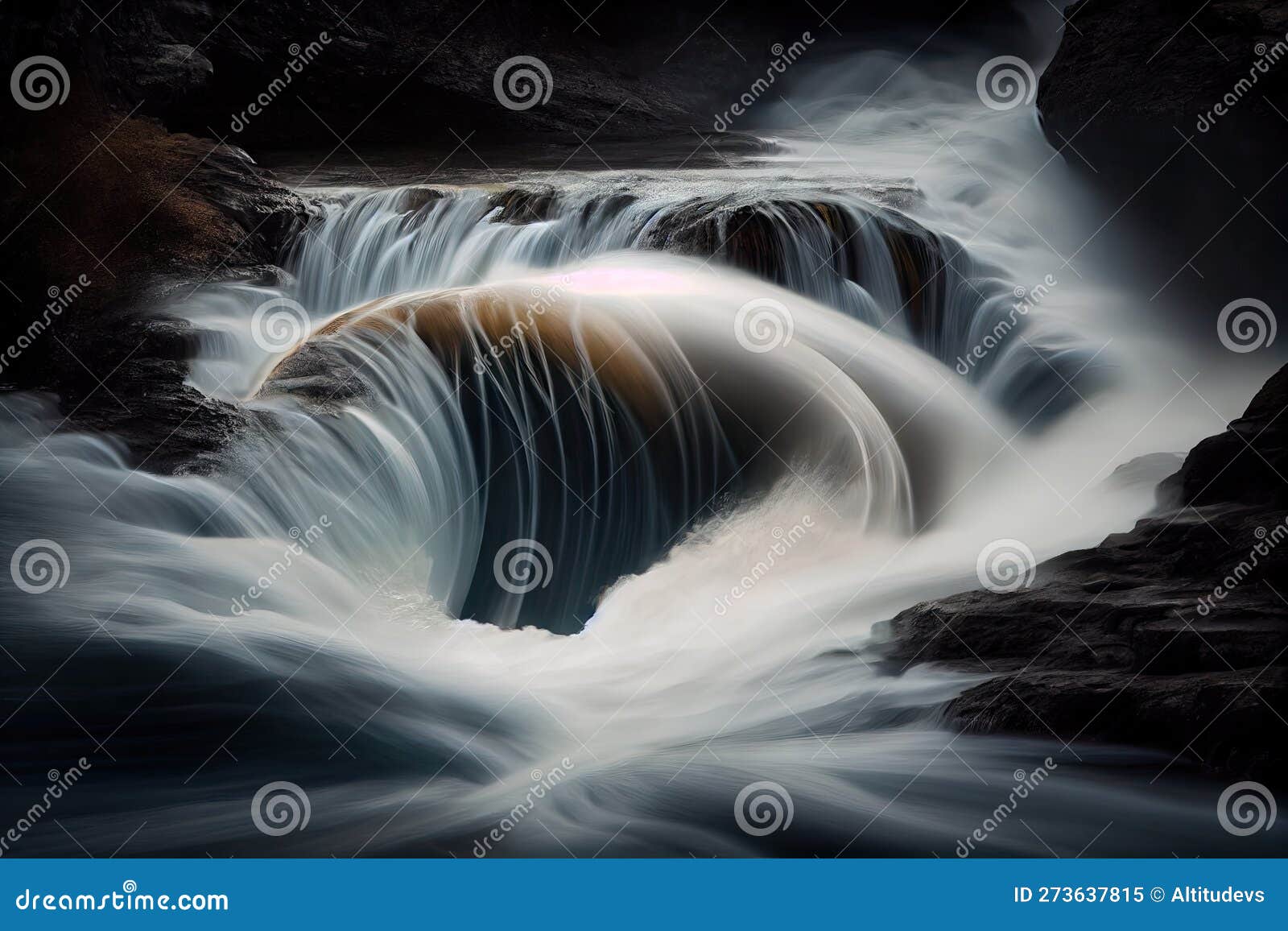 Long Exposure of Rushing Waterfall, the Flow of Water Blurred and ...