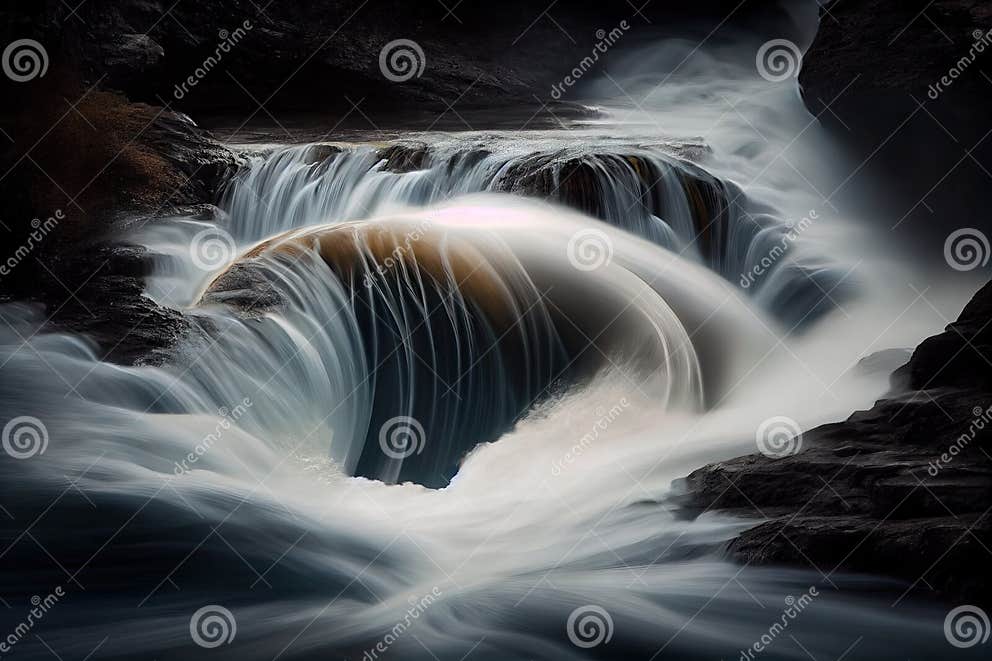 Long Exposure of Rushing Waterfall, the Flow of Water Blurred and ...