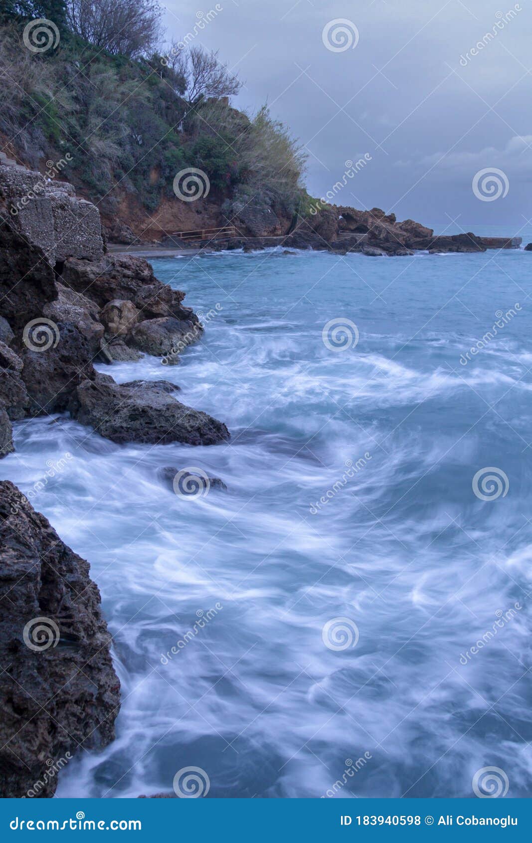Long Exposure Sea Photograph on the Sea Shore Stock Photo - Image of ...