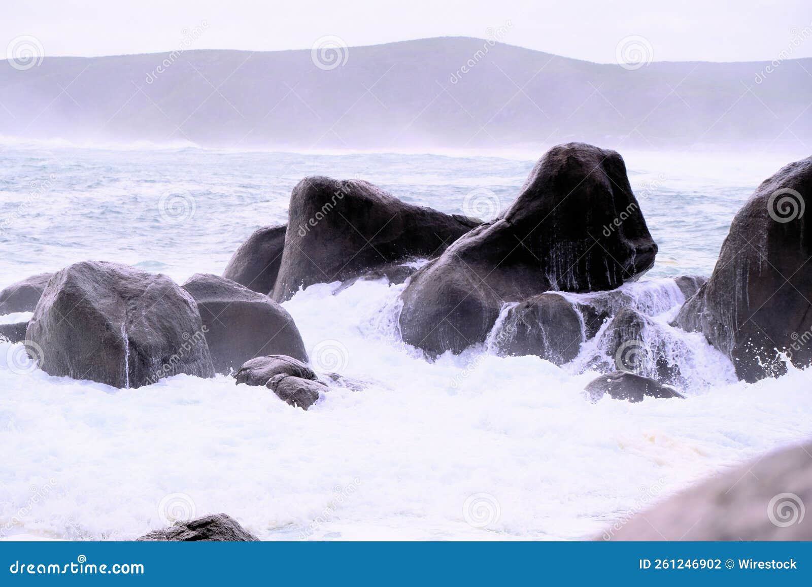 Long Exposure of Sea Water with Big Rocks Stock Photo - Image of summer ...