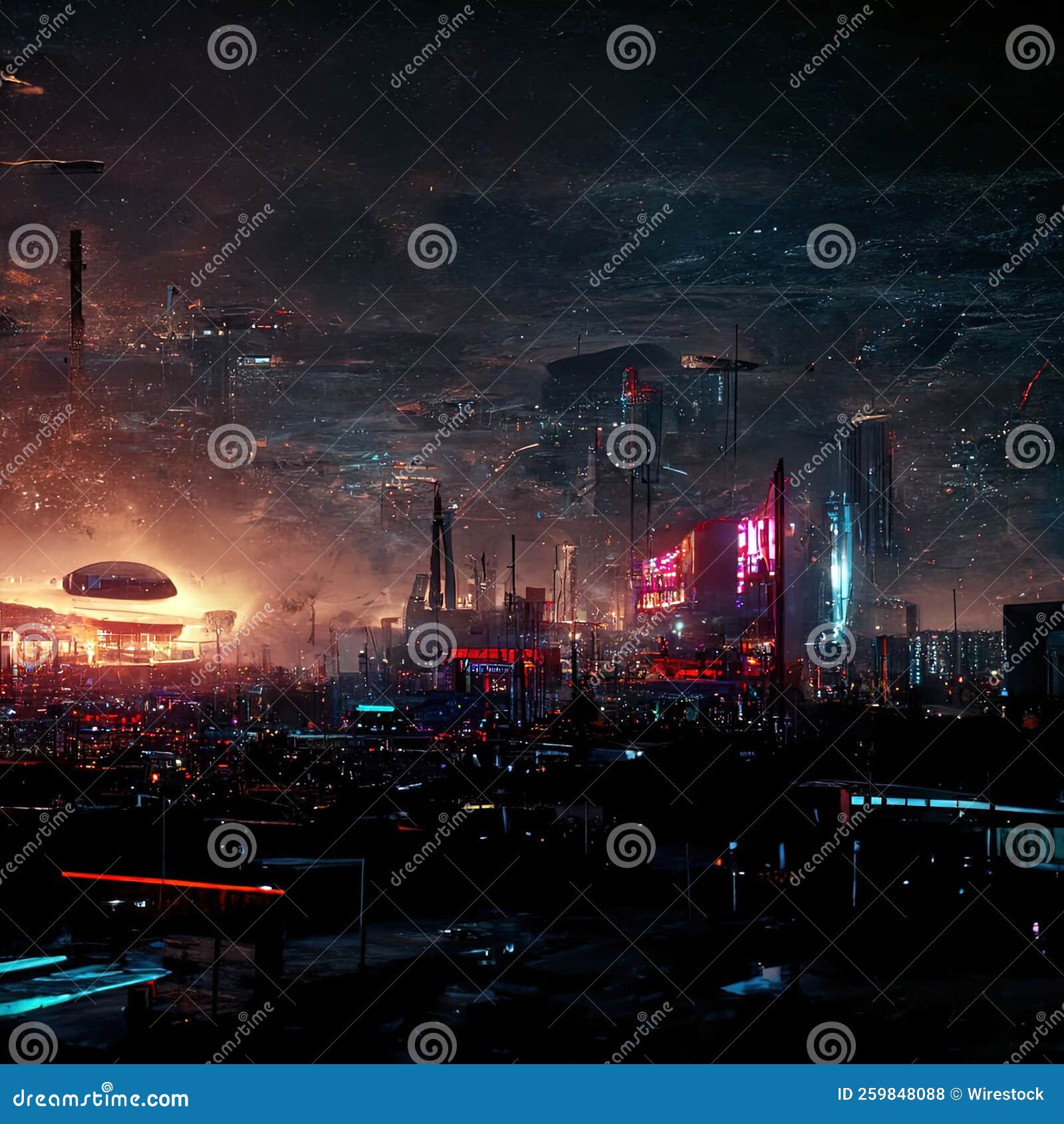 Long Exposure Shot of a a Cyber Punk City Stock Photo - Image of ...