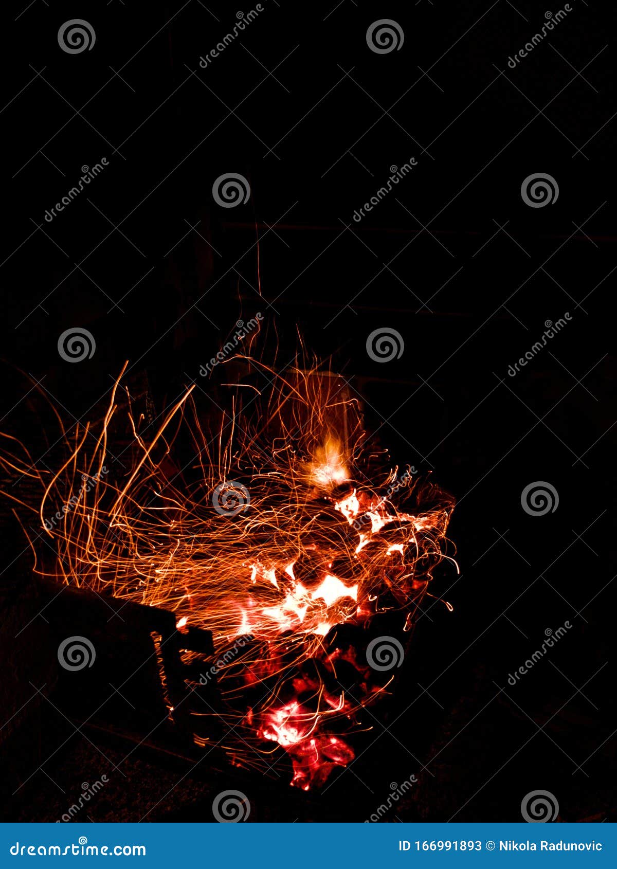 Long Exposure Shot of Fire Sparks Stock Image - Image of long, black ...