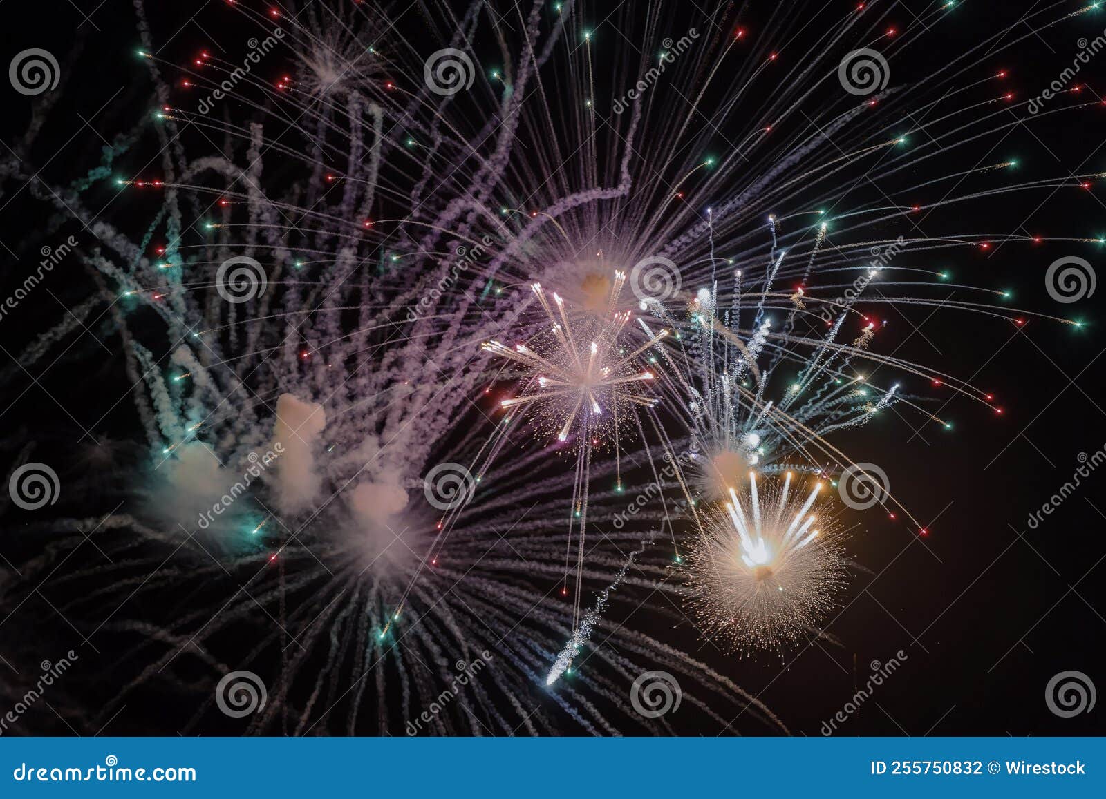 Long-exposure Shot of Fireworks in the Dark Sky Stock Photo - Image of ...