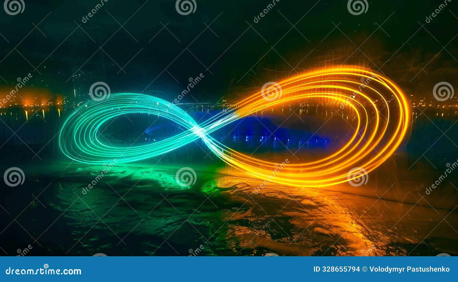 A Long Exposure Shot of a Light Painting of an Infinity Symbol Stock ...