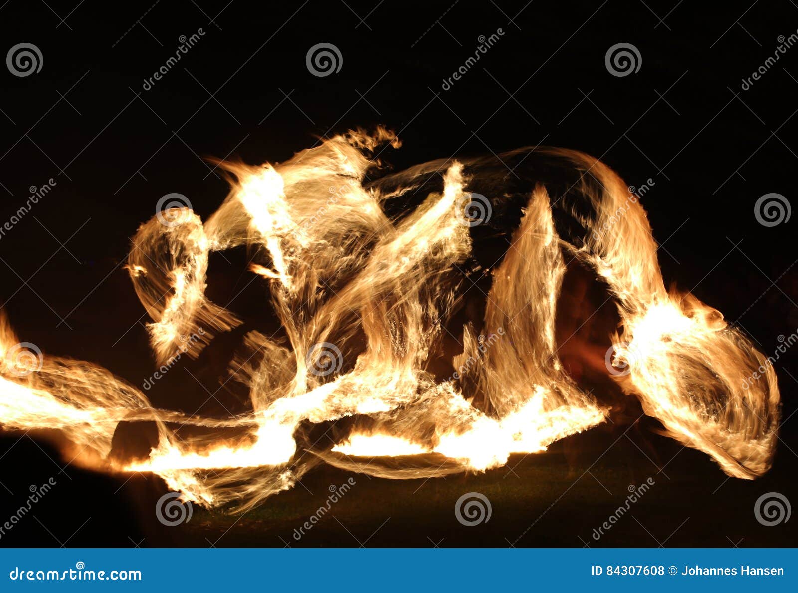 Long Exposure Shot of Moving Burning Torches and Fire Stock Photo ...