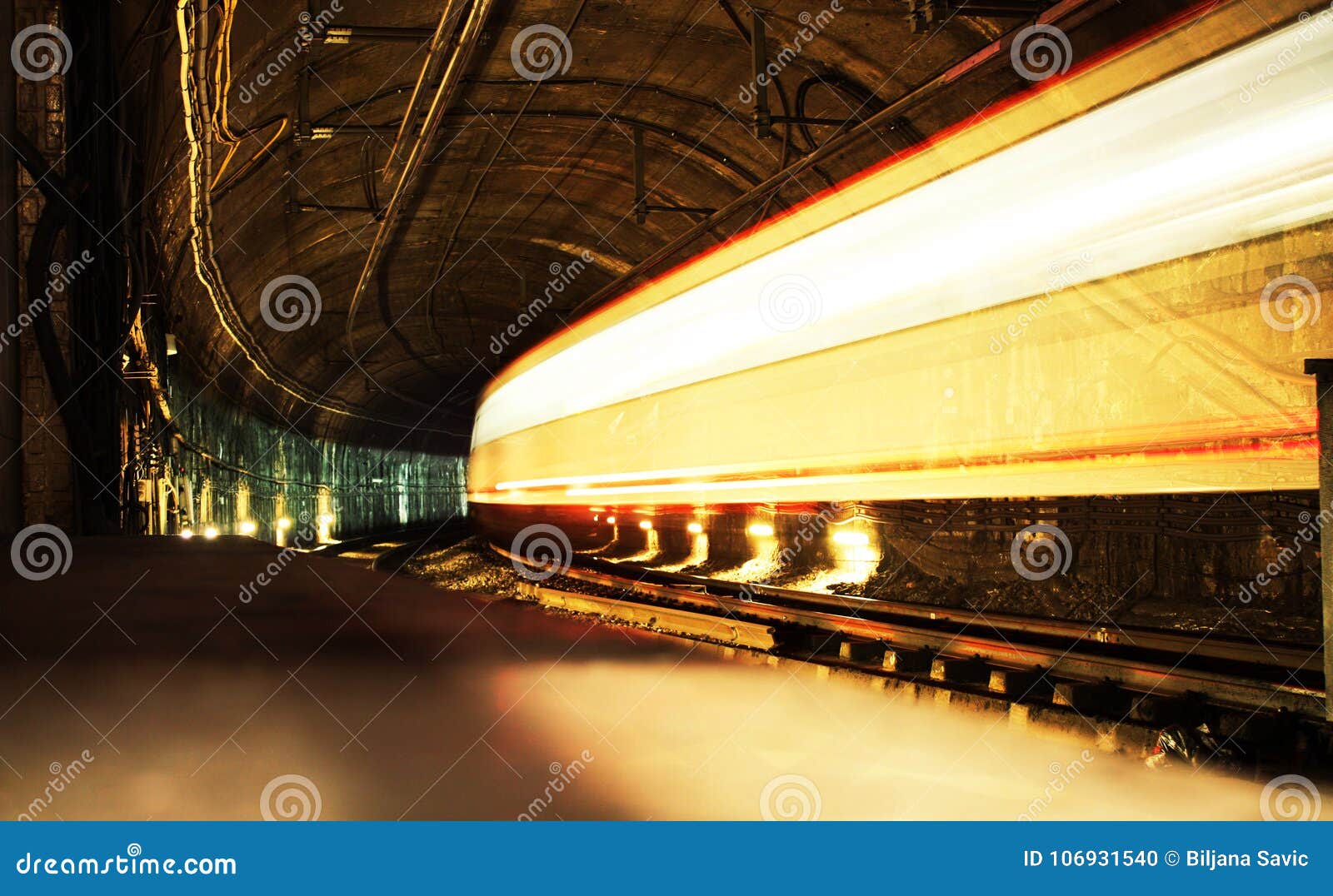 Long Exposure Shot of the Moving Train. Metro Station in Berlin. Stock ...