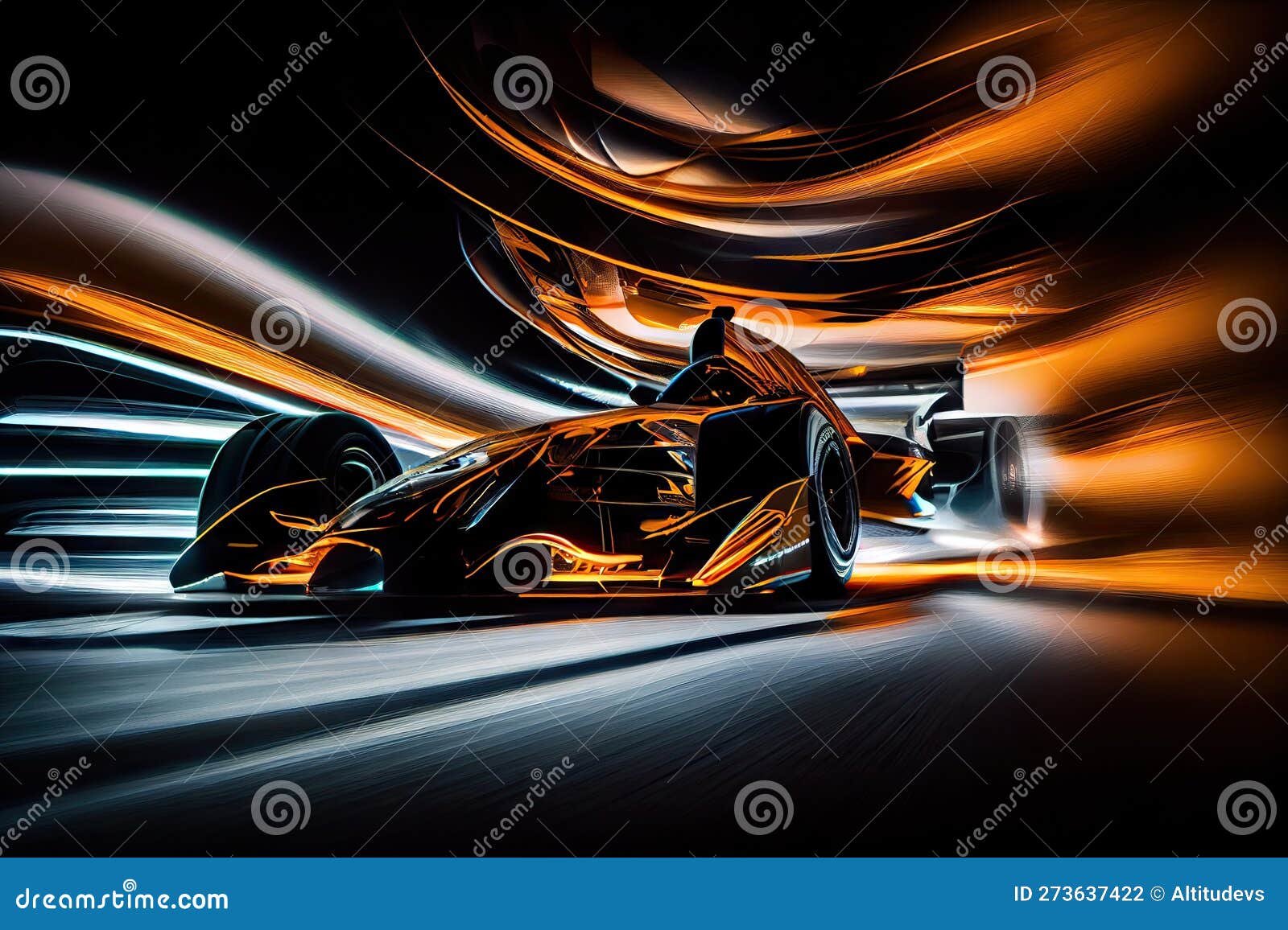 Long Exposure Shot of Race Car with Blurred Motion and Lights Stock ...