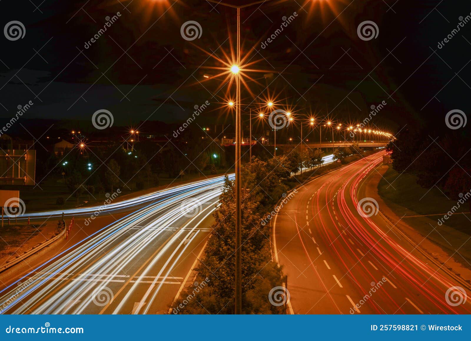 Long Exposure Shot of the Rush Hour Traffic on the Bridge Stock Image ...