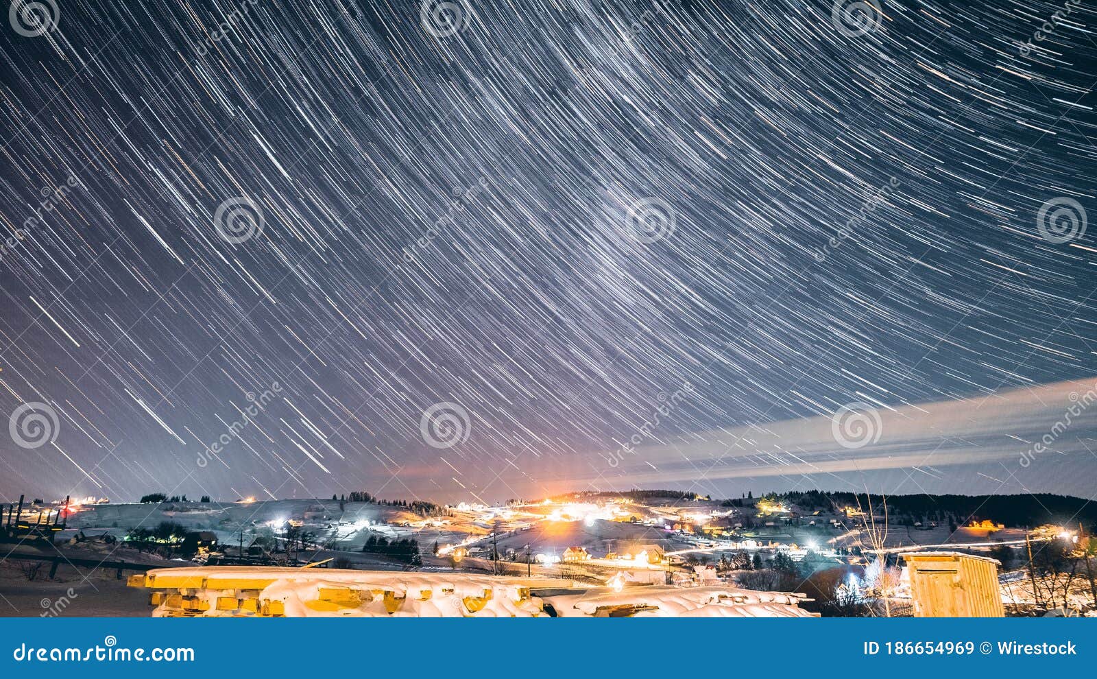 Long Exposure Shot the Snow Descending from the Sky at Night Stock ...