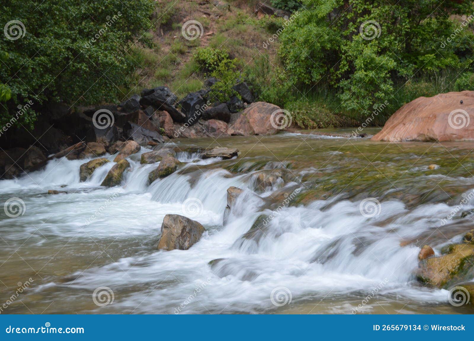 Long Exposure Shot of the Virgin River in Utah. Stock Photo - Image of ...
