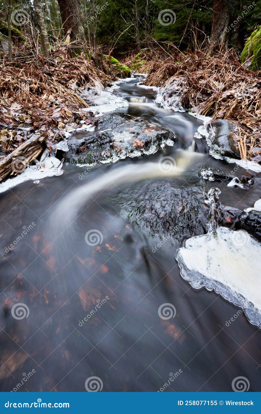 Long Exposure Shot of a Waterfall Flowing Over the Rocks in a Forest ...