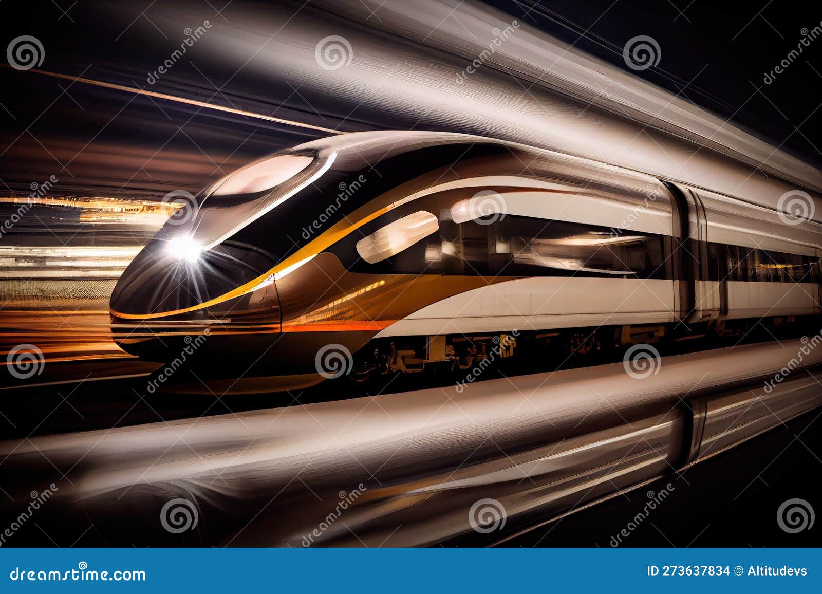 Long Exposure of Speeding Bullet Train, with Lights and Reflections in ...