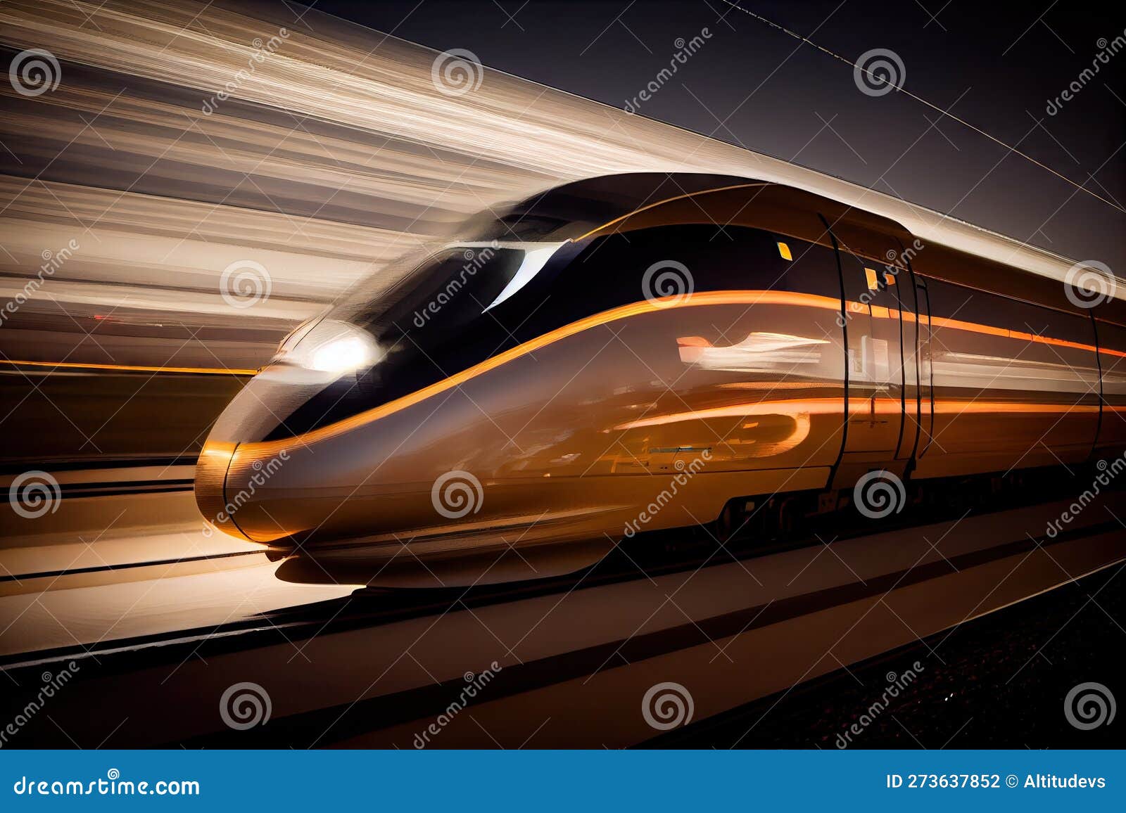 Long Exposure of Speeding Bullet Train, with Lights and Reflections in ...