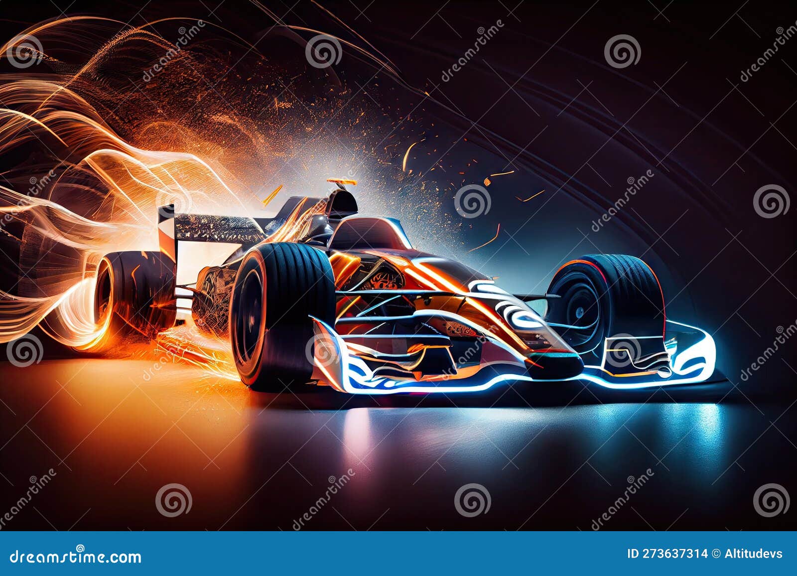 Long Exposure of Speeding Race Car, with Sparks Flying from the Wheels ...