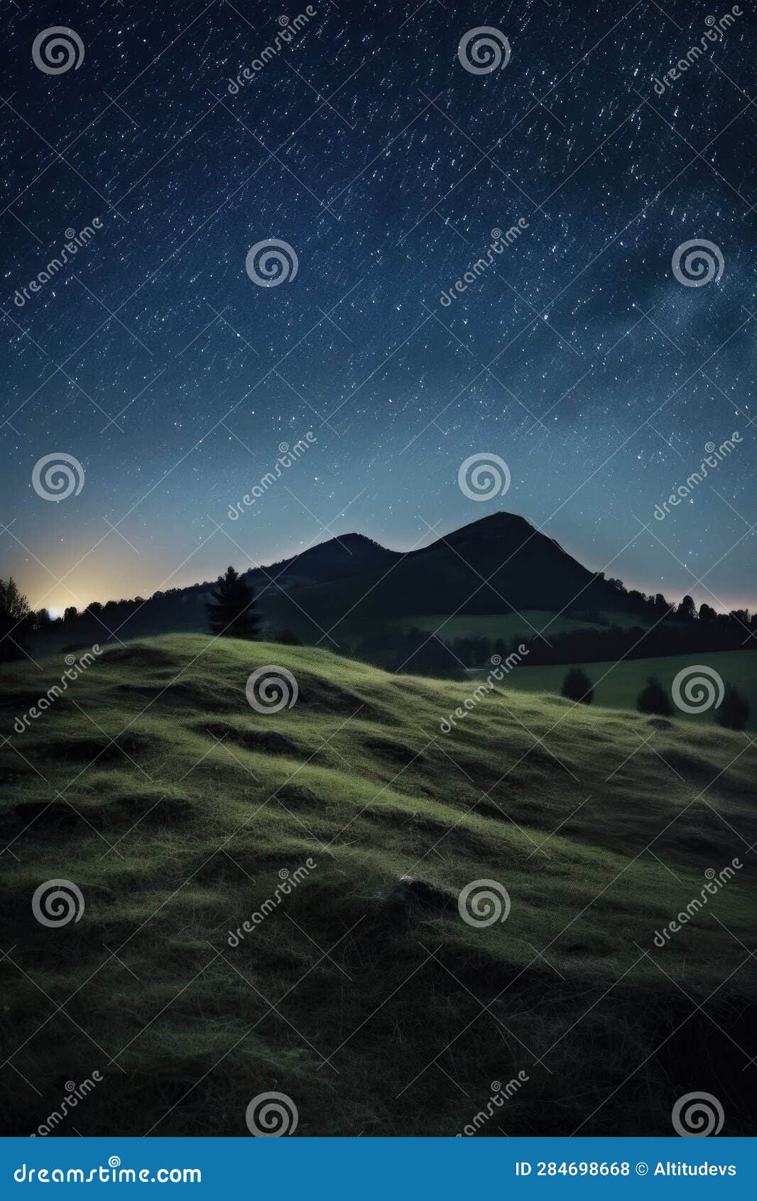 Long Exposure of Starry Night Sky Over Hills Stock Photo - Image of ...