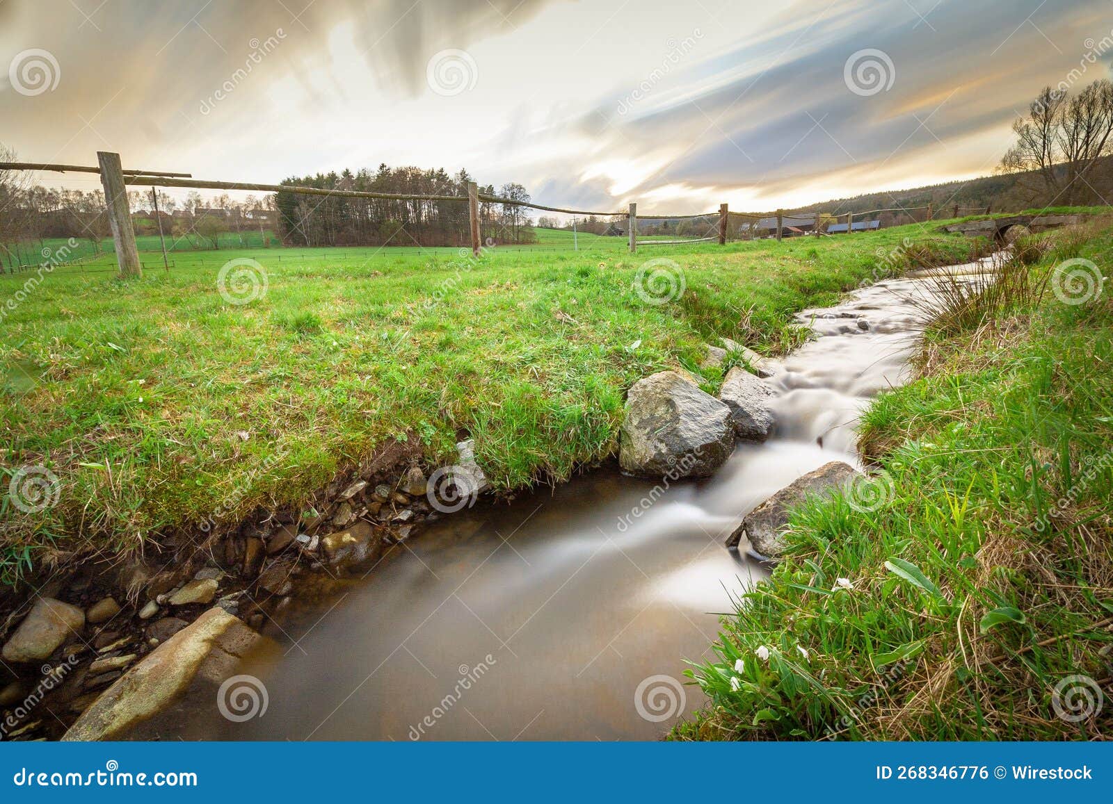 Long Exposure of the Stream of the Cool River Water Stock Photo - Image ...