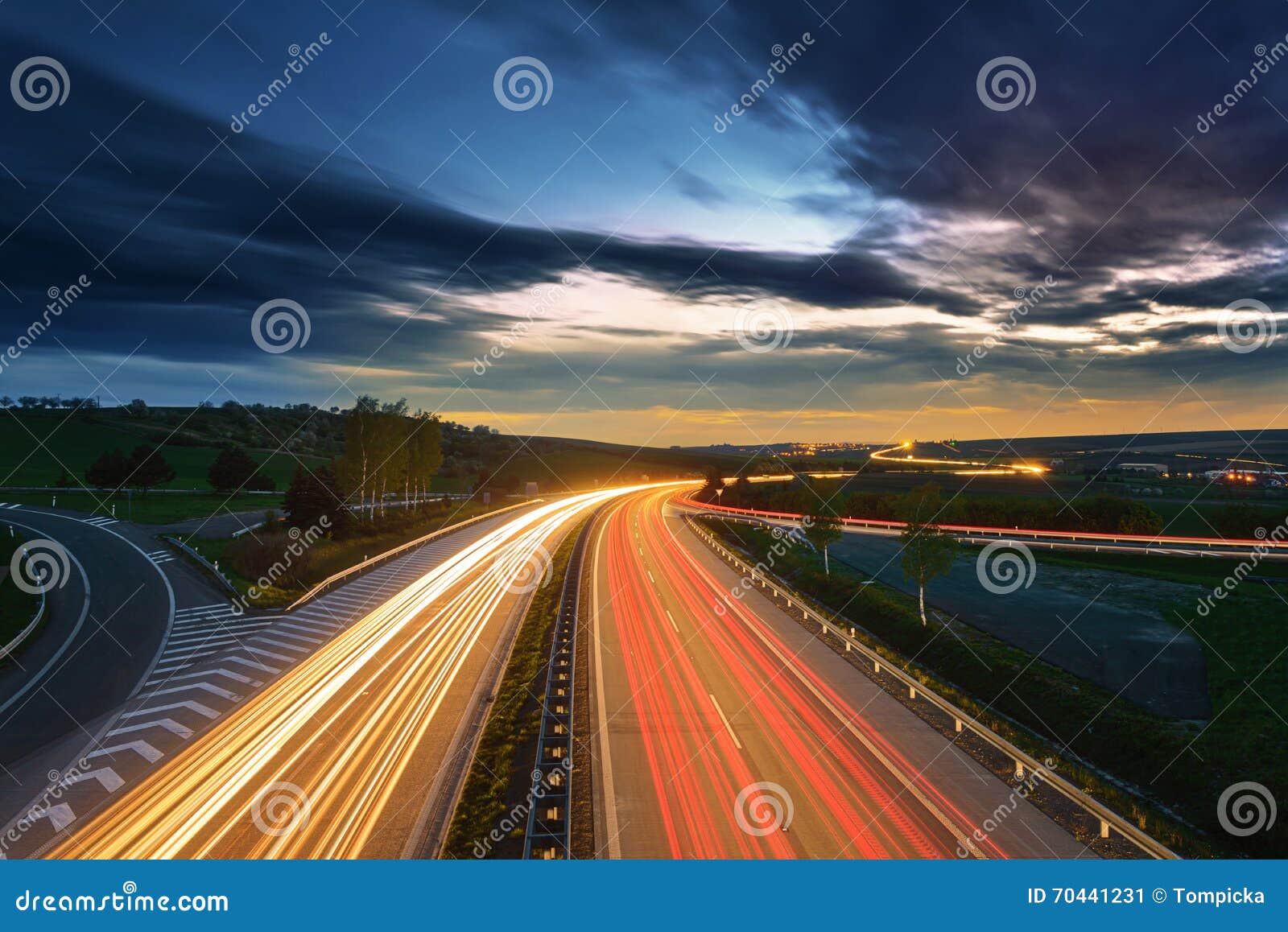 Long-exposure Sunset Over a Highway Stock Image - Image of autobahn ...